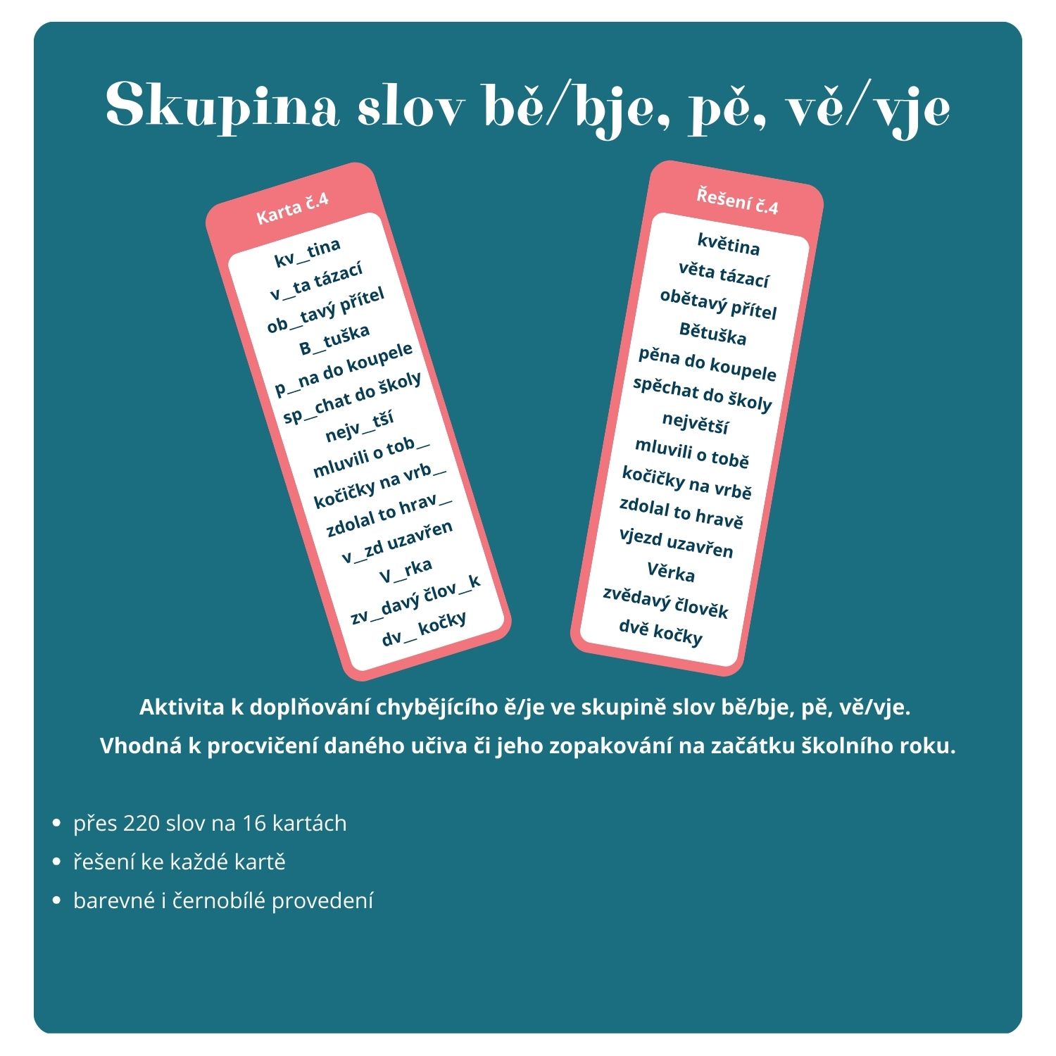 Skupina slov bě/bje, pě, vě/vje - Český jazyk - gramatika | UčiteléUčitelům.cz